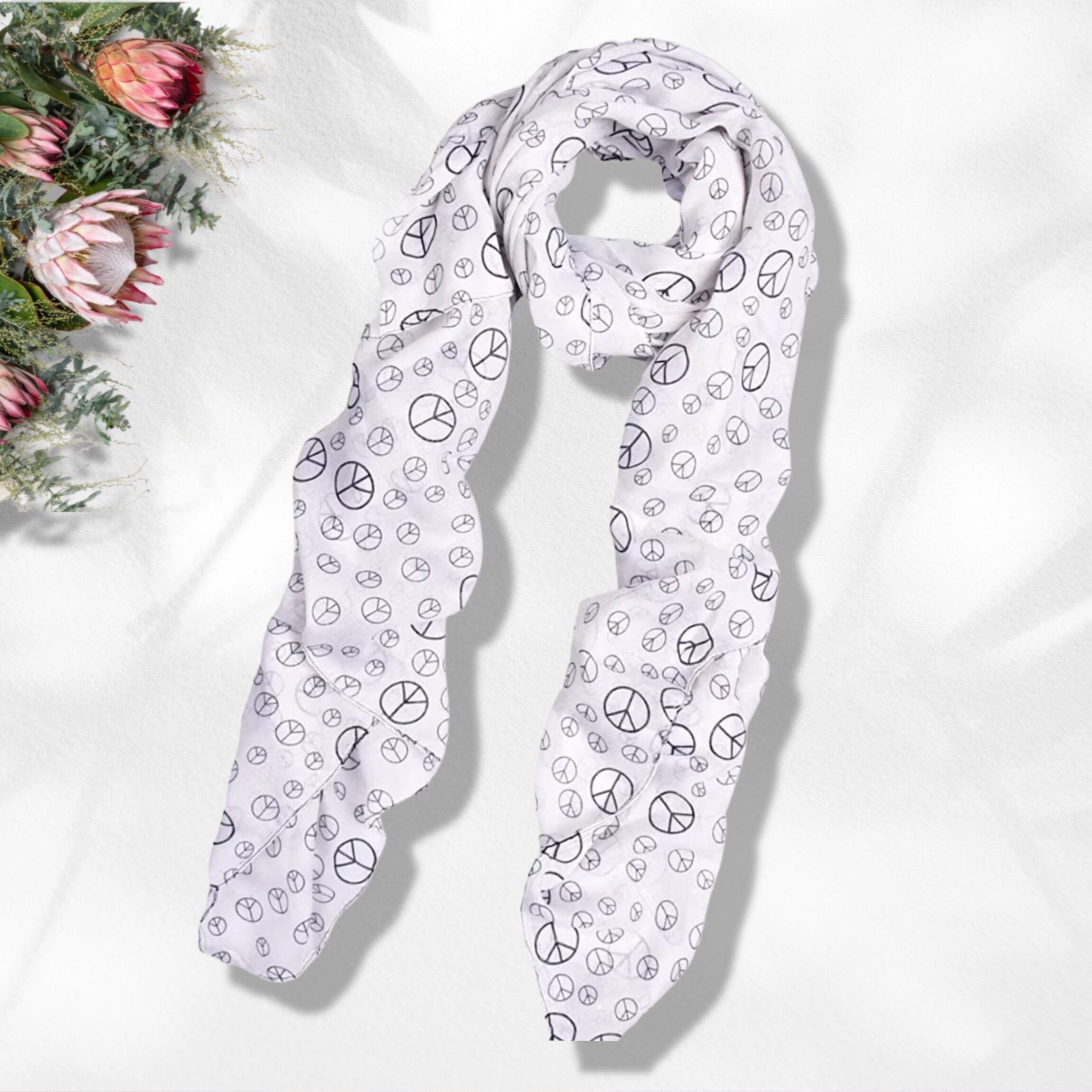 Peace Print Scarf Silky Women Scarves Personalized Scarf Soft Long Wra ...